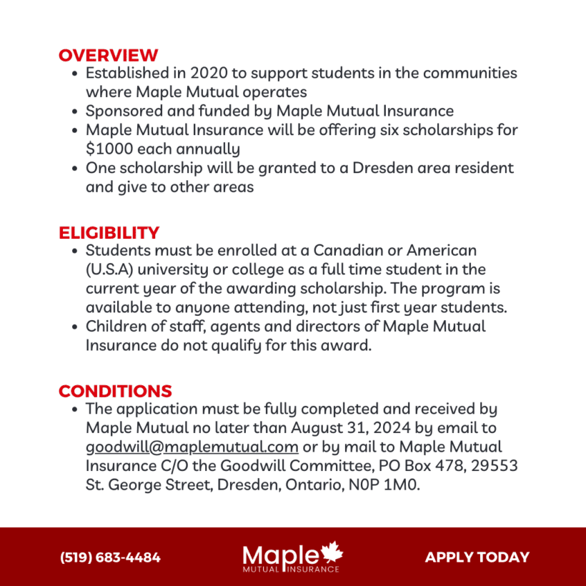 2024 Scholarship | Maple Mutual Insurance